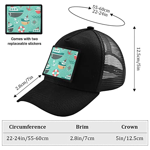 Boat Anchor Trucker Hat Black Hats for Men Woman Baseball Cap Fitted Snapback Hats Adjustable Strap Funny Hat