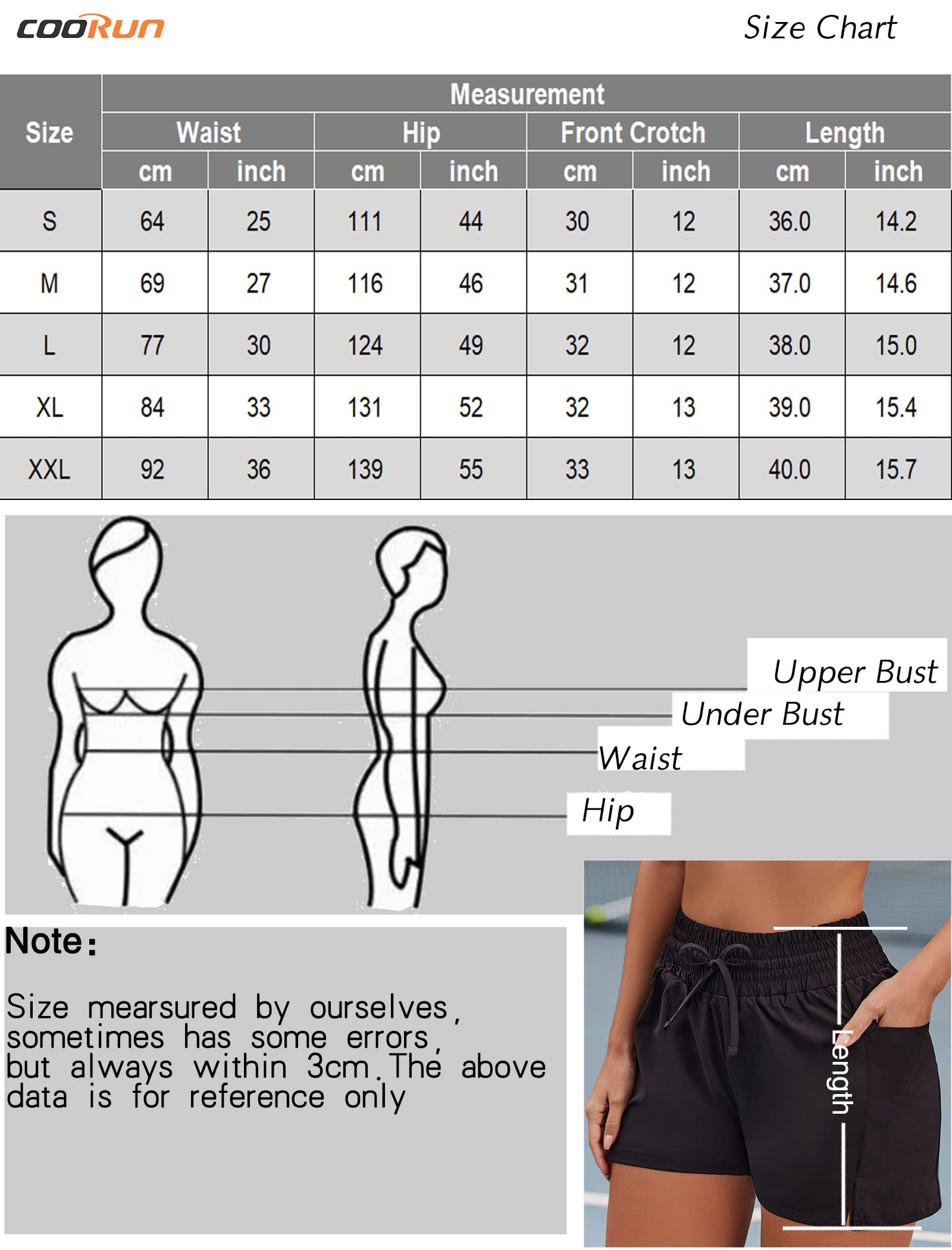 COOrun Women's Athletic Shorts High Waisted Running Shorts Pocket Sporty Shorts Gym Elastic Workout Shorts Navy Blue