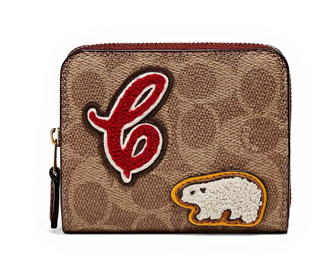 COACH Womens Billfold Wallet In Signature Canvas With Patches B4/Tan Rust