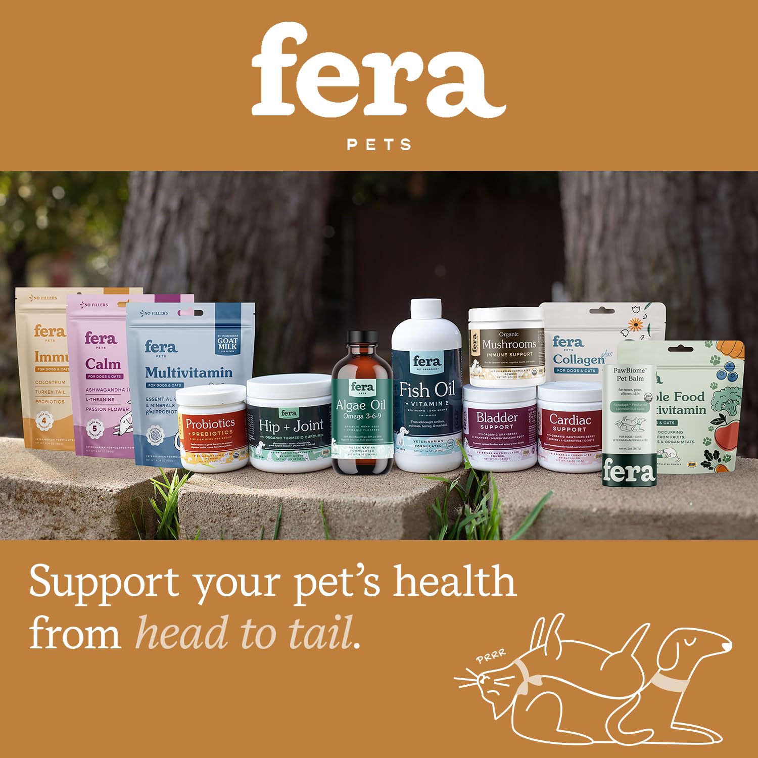 Fera Pet Organics Immune Goat Milk Cat & Dog Food Topper β Vet Created - Pet Allergy & Immunity Aid β Probiotic - Colostrum & Turkey Tail Mushroom-60 Servings