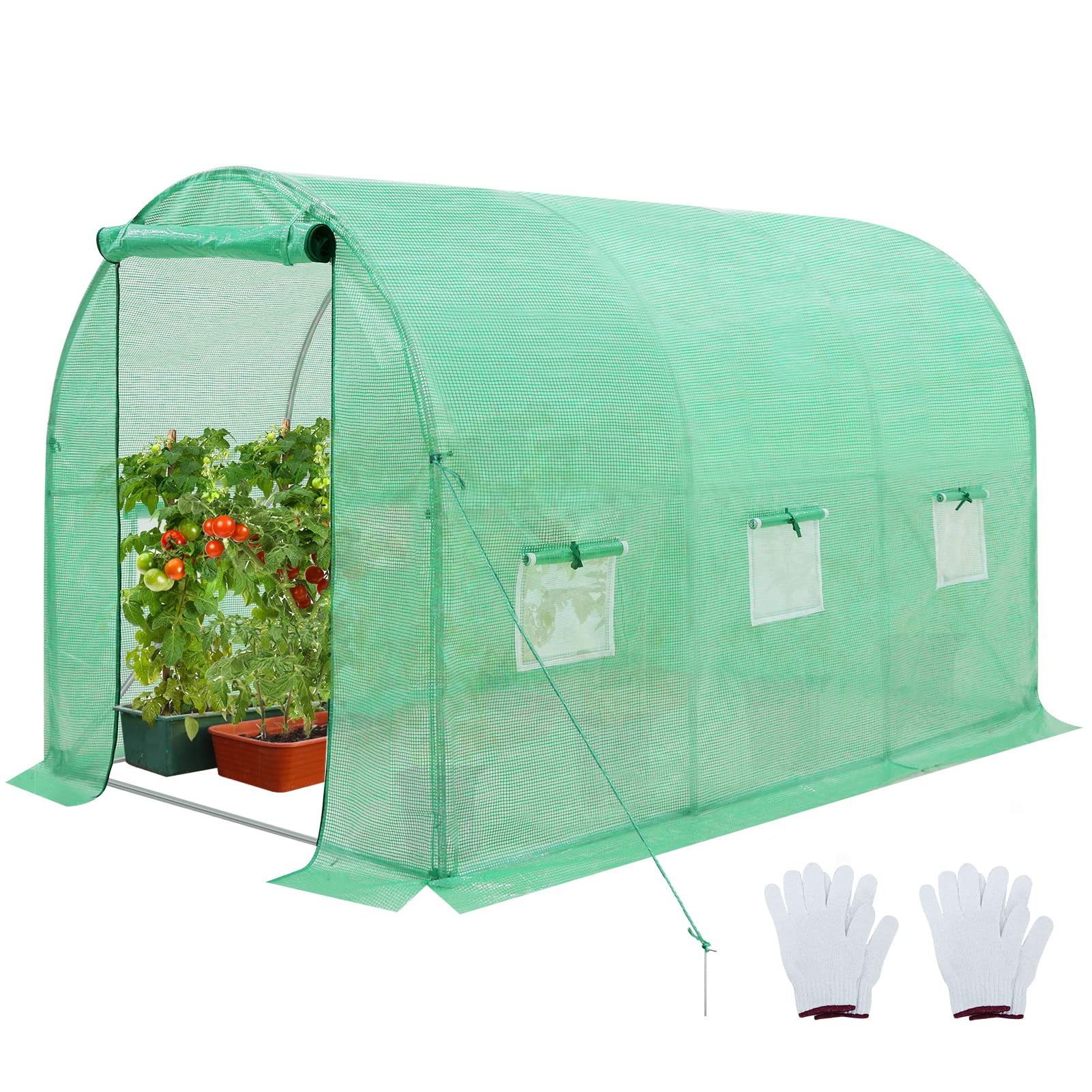 EAGLE PEAK Mini 4 Tier Greenhouse withWheels & Wire Shelves, Portable 28"x19"x67' 'Indoor & Outdoor Green House with Roll-Up Zipper Door,Clear/Green PE Cover