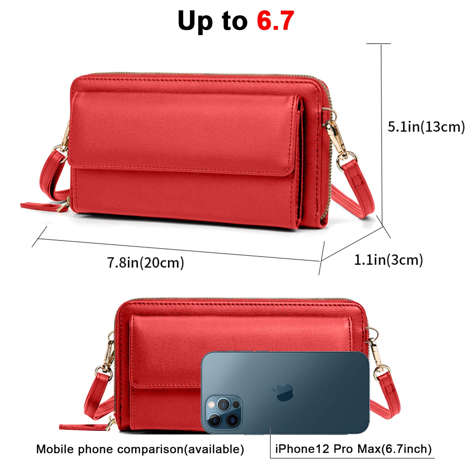 Women Large Touch Screen Crossbody Phone Purse cellphone Bag with 2 straps…