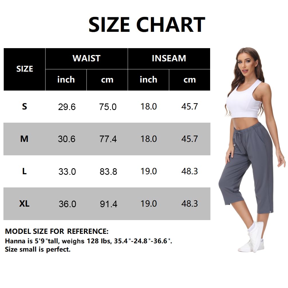 COZZIPLUS Womens Capris Yoga Pants Pull On Stretch Comfy Lightweight Summer Wide Leg Workout Crop with Pockets