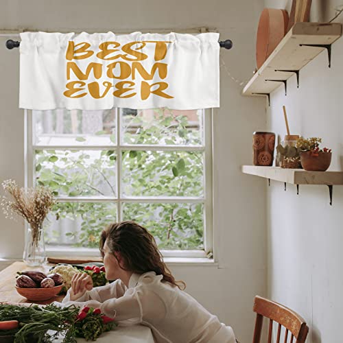 RainbowDay Valance Curtain Elegant Decorative Rod Pocket Valances Gold Best Mom Ever White Background Window Curtain Valance for Kitchen Bathroom Bedroom Basement Cafe,1 Panel 42x12 Inch