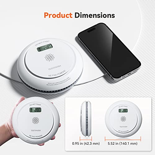 Jemay Combination Smoke and Carbon Monoxide Detector, Battery Operated Smoke Detector Carbon Monoxide Detector Combo with 10-Year Lifespan,Large LCD Display, Test/Silence Button, 1 Pack