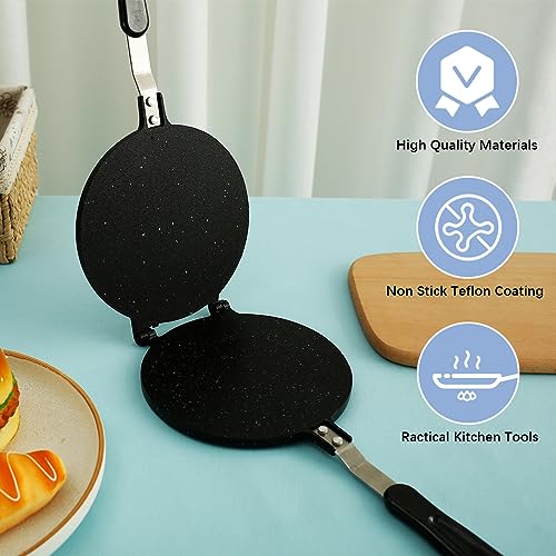 HOTBEST Tortilla Press Pan, Non-Stick Pancake Griddle with Bakelite Handle, Heavy-Duty Aluminum Tortilla Dough Press Pan Multipurpose Tortilla Press Stove Top Pan for Kitchen 15.1x6.6x0.7 inches