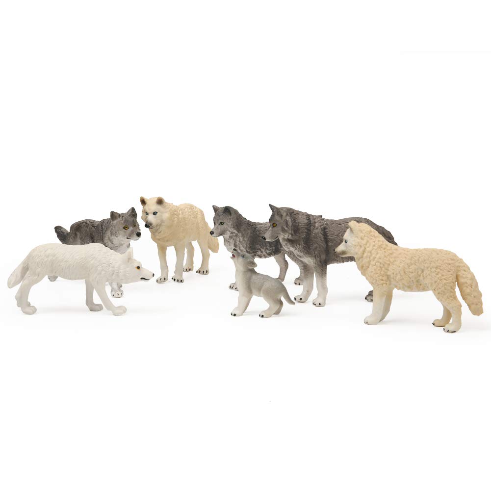 RESTCLOUD 7Pcs Wolf Toy Figurines Set Wolf Animals Figures (Wolf Set B)