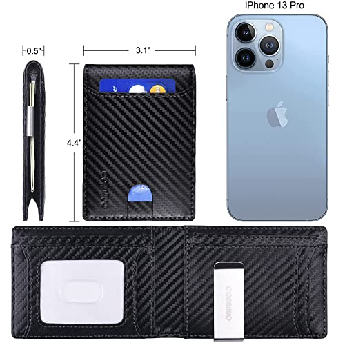 COANJIUO Slim Wallet, RFID Blocking Bifold Men Wallet, Black