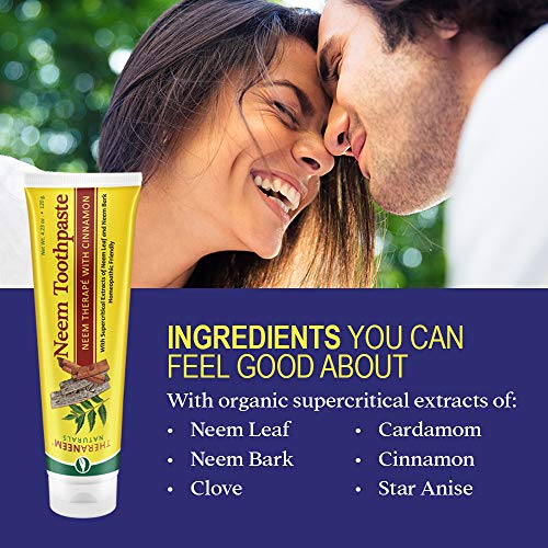 TheraNeem Neem Toothpaste, Cinnamon | Supports Healthy Teeth and Gums and a Fresh Mouth | Fluoride Free, Vegan | 4.23 oz | 2pk