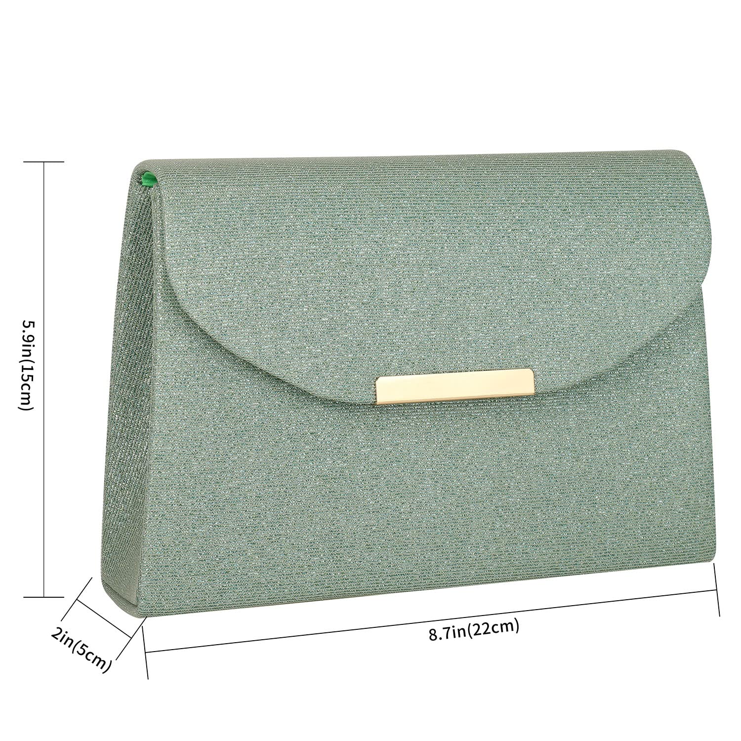 ZHANNI Women's Evening Bag Party Clutches Wedding Purses Cocktail Prom Handbags with Frosted Glittering(Green)