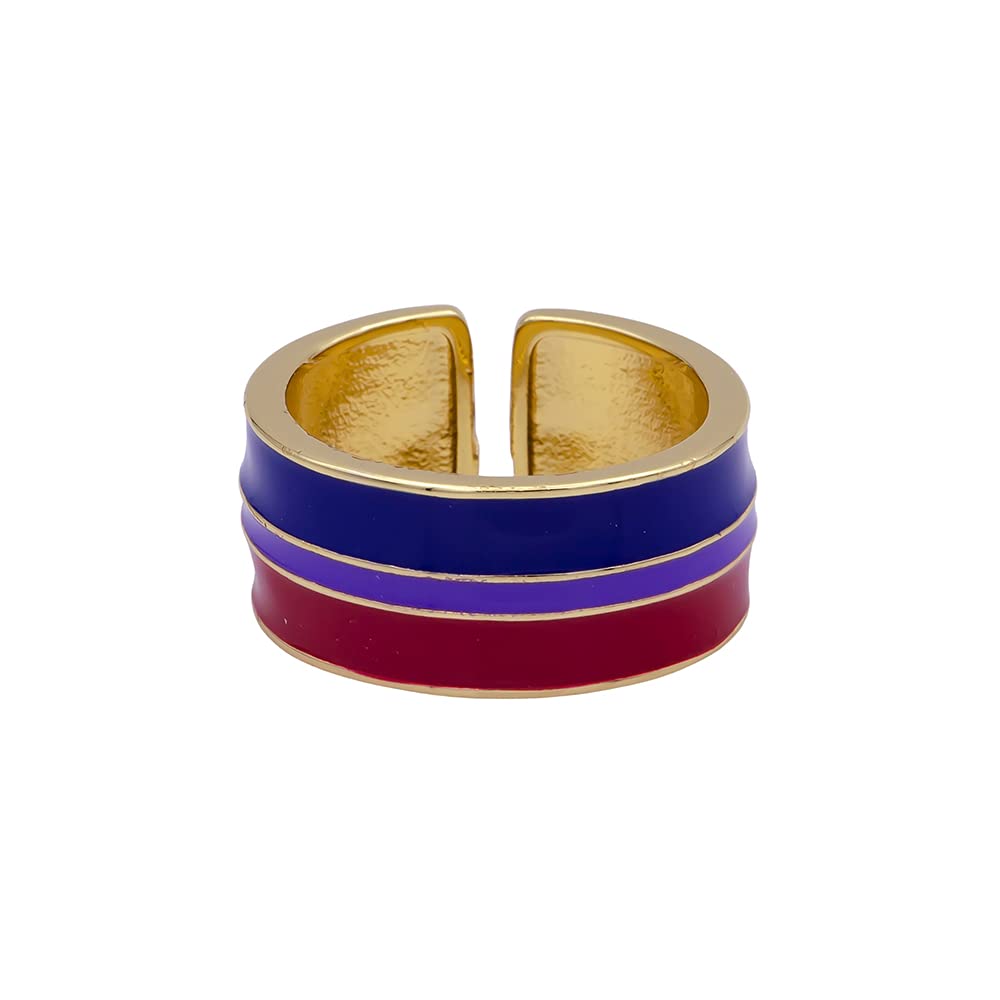 Chunky Gold Pride Ring LGBTQ Rainbow Band Statement Jewelry LGBT Open Ring (Bisexual)