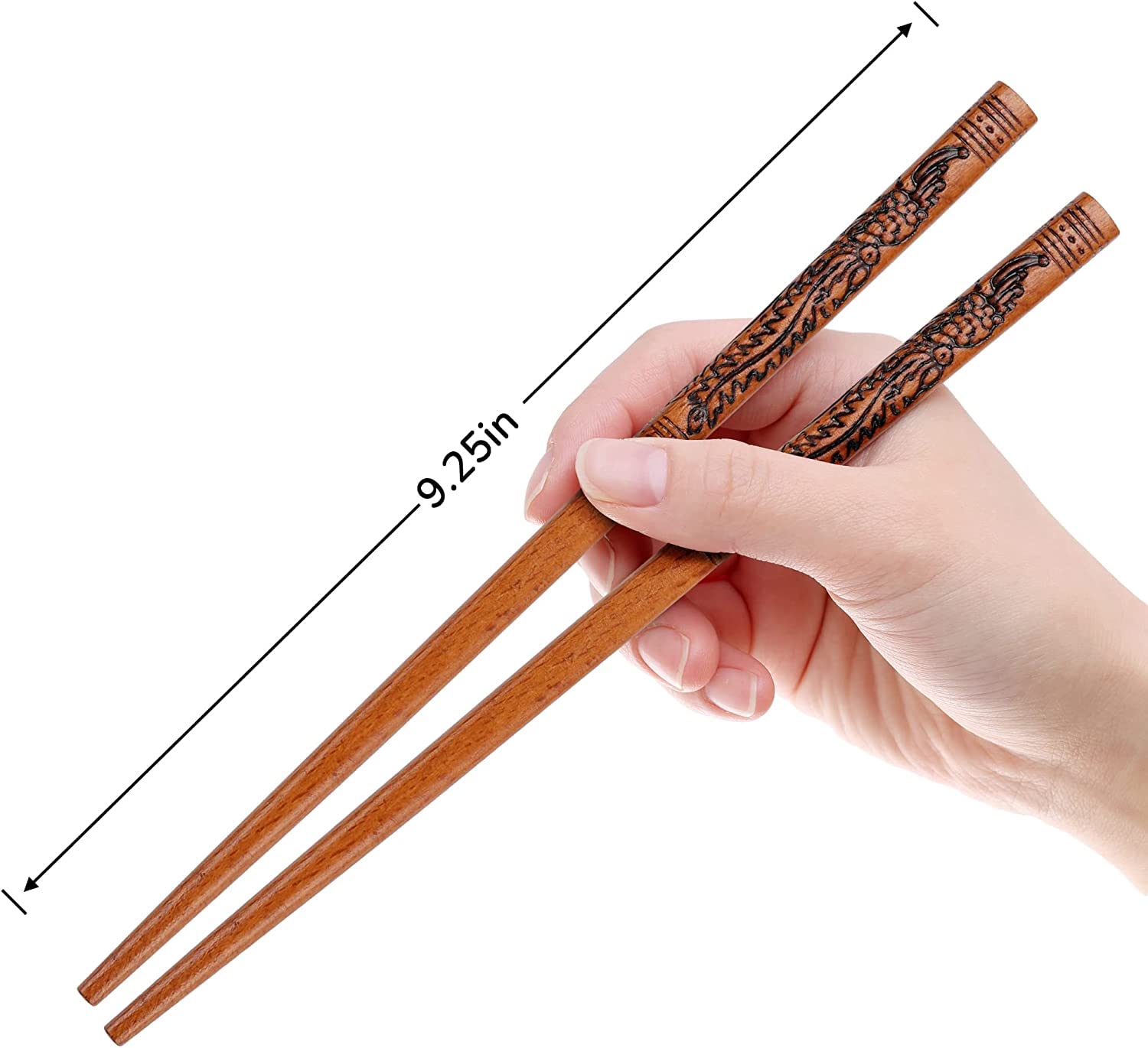 CAEKAIGTA Chopsticks Reusable, Wooden Dragon and Phoenix Chopsticks, Reusable Chopsticks Dishwasher Safe,Chopsticks Set Gift Box packaging(2 pairs)