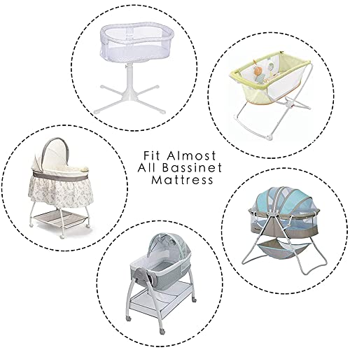 TILLYOU Ultra Soft Bassinet Fitted Sheets for Baby Boy Girl, Universal Fit for Cradle Oval Rectangle Hourglass Mattress, 2 Pack Gray and Green