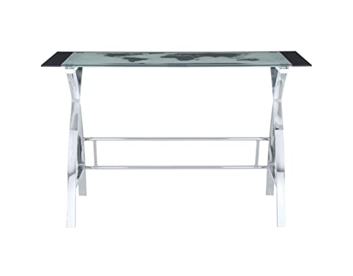 Powell World Map Printing Curved X-Sided Computer Desk, Chrome, 47-1/4" x 23-5/8" x 29-1/2" tall