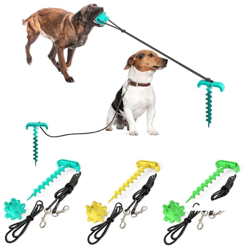 Kapmore Funny Self-Playing Dog Tug Toy with Teething Chew Stake for Puppy Yard