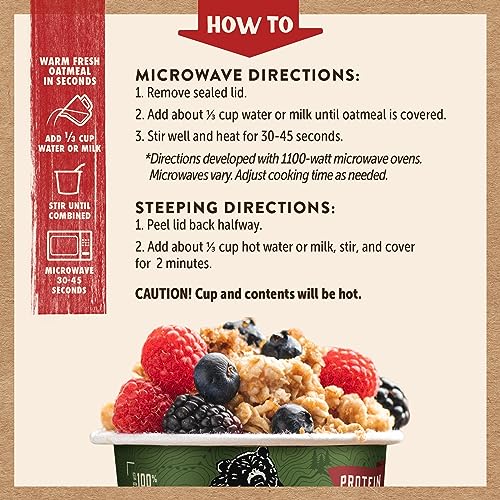 Kodiak Cakes Instant Protein Maple & Brown Sugar Oatmeal in a Cup, 2.12oz (Pack of 12)