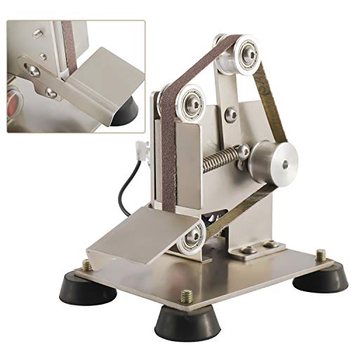 DIY Mini Electric Belt Sander Multifunctional Grinding Machine, Electric Knife Apex Edge Sharpener, Small DIY Polishing Machine with 10 pcs Sand Belts