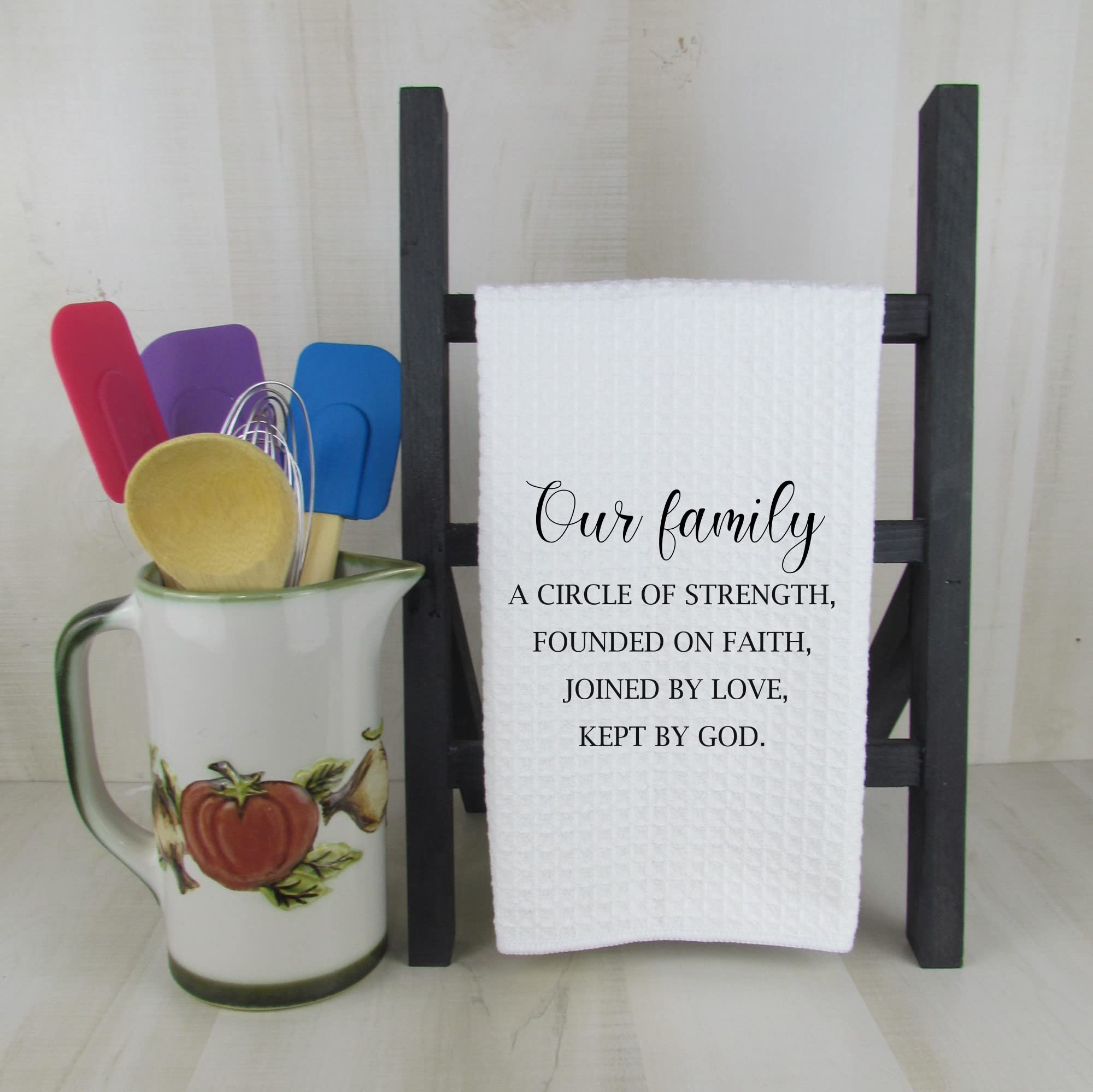 Coffee Bar Towel, Dish Towel, Kitchen Towel, Housewarming Gift, Easter Gift, Gift for Mom, Hand Towel, Coffee Decor Gift, Friend Gift, Our Family A Circle of Strength
