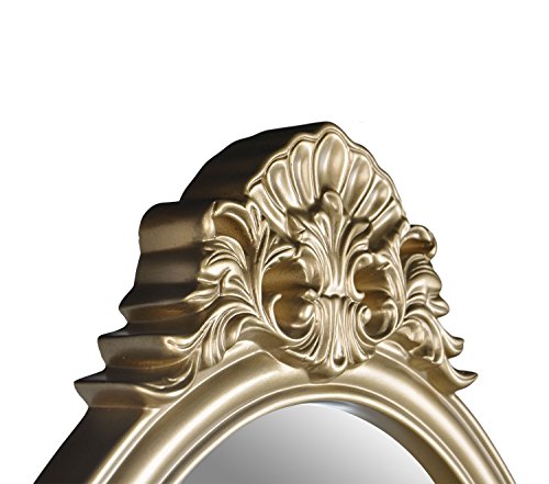 BOBKONA PDEX- Oval Shape Mirror Vanity Table With Stool Set, Champagne