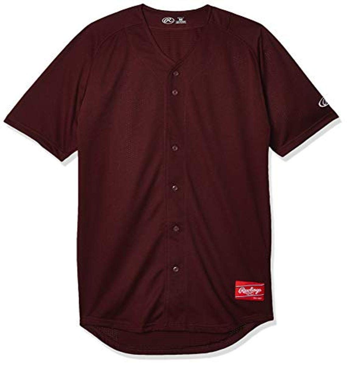 Rawlings Men's Full Button RBJ167 Jersey , Maroon, Large