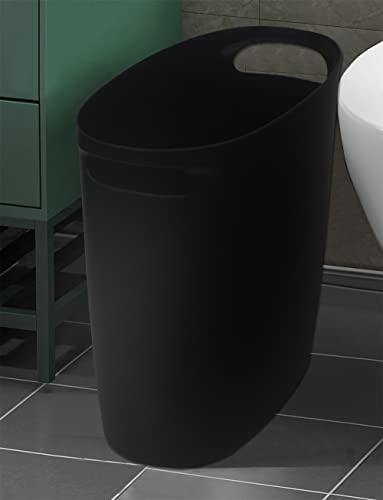 Diyalor 2.6 Gallon Small Trash Can with Handle,Durable Bathroom Wastebasket Garbage Can (Pack of 2, Black)
