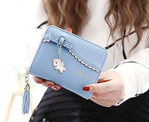 UTO Wallet for Girls Cute Unicorn Bowknot Women Coin Purse Card Bill Holder Organizer