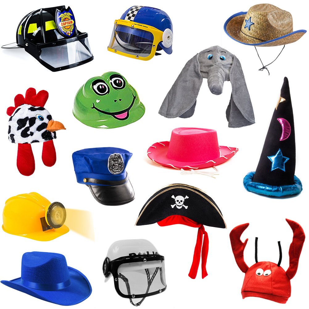 Tigerdoe Costume Hats for Kids - 5 Pc Set Assorted Party Hats - Holiday Themed Headwear for Birthday Photobooths and Dress Up Play