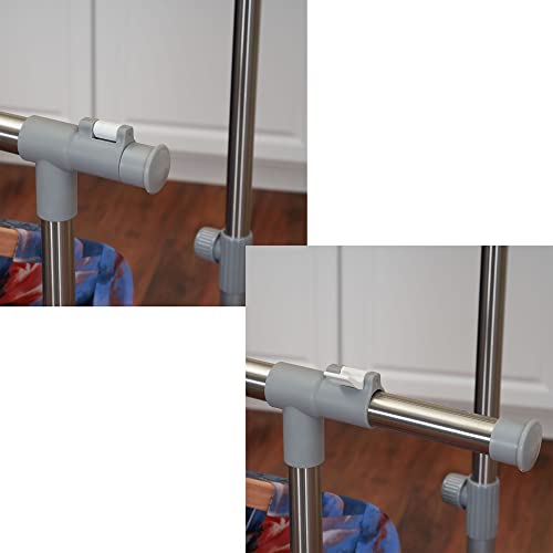 Household Essentials 3307-1 Folding Double Garment Rack with Wheels | Hang and Dry Clothes, Silver