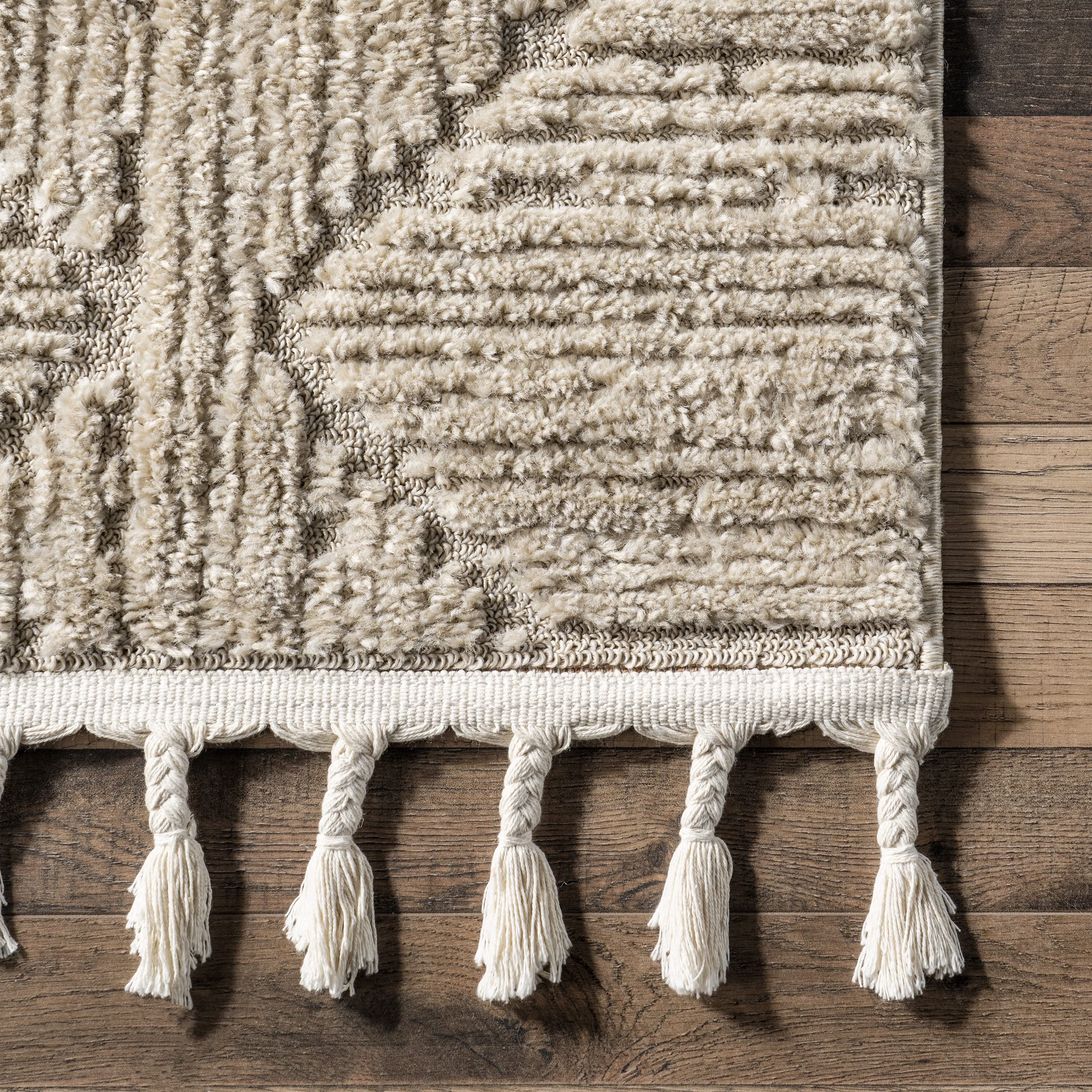 nuLOOM Kerry Geometric 7x9 Area Rug for Living Room Bedroom Dining Room Kitchen, Beige