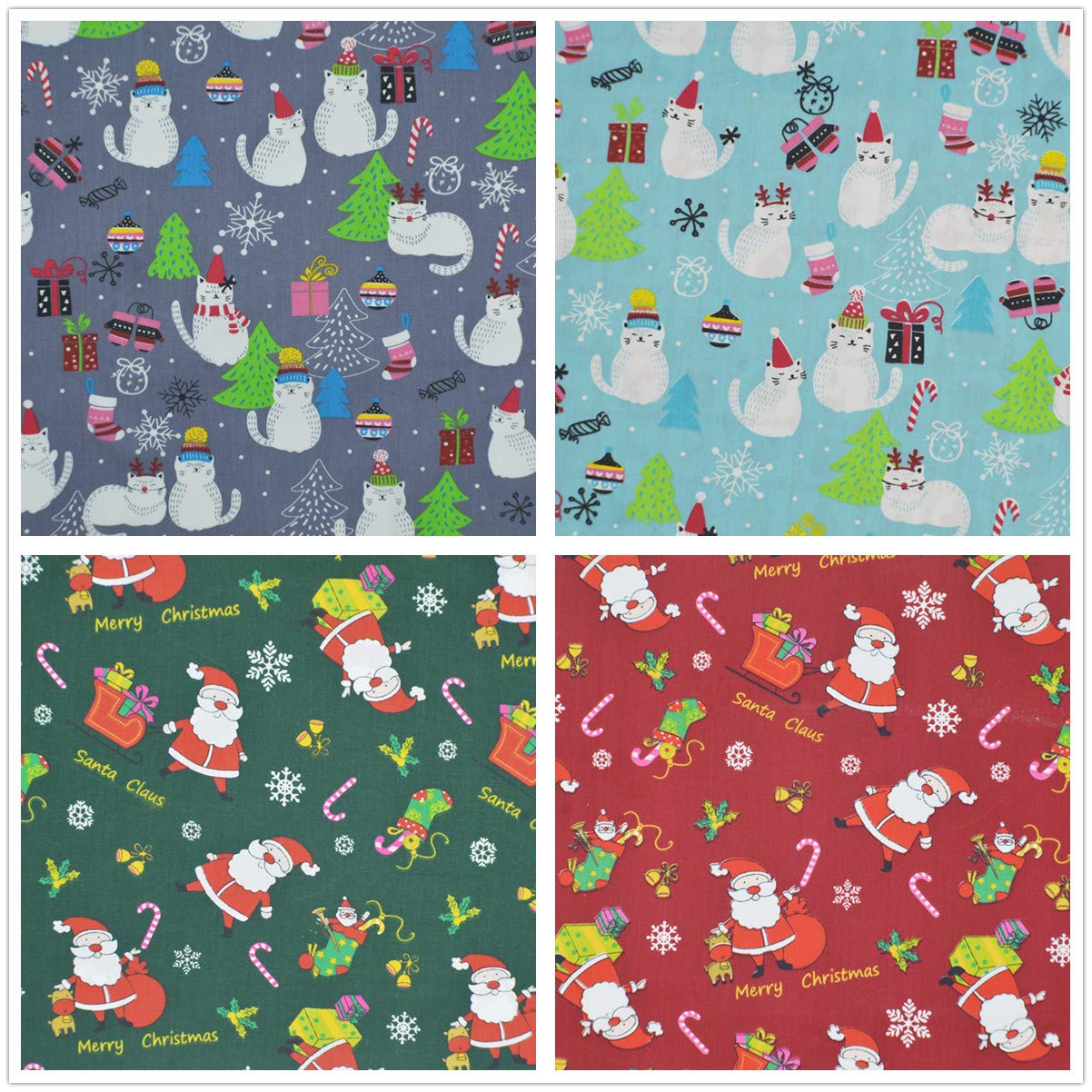 iNee Christmas Fat Quarters Fabric Bundles, 100% Cotton Quilting Sewing Fabric, 18 x22 inches