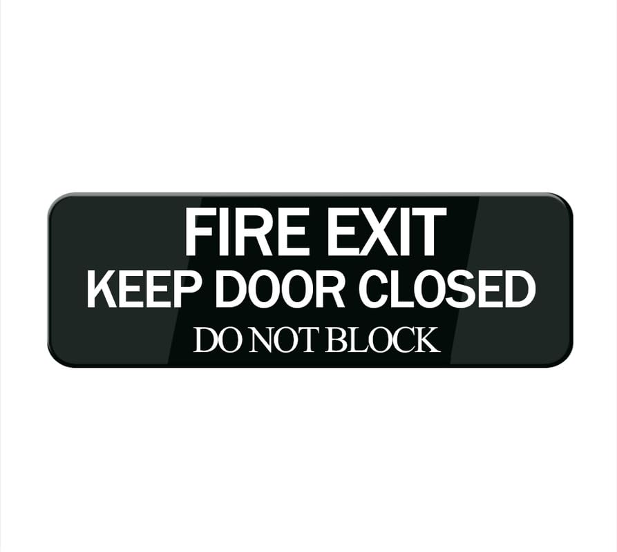 Fire Exit Keep Door Closed Do Not Block Sign For House/Office,Signs For Home,Thick Acrylic Self-Adhesive Modern Design Door Sign 8X3 Inch Home Decor Sign Accessories Door Or Wall