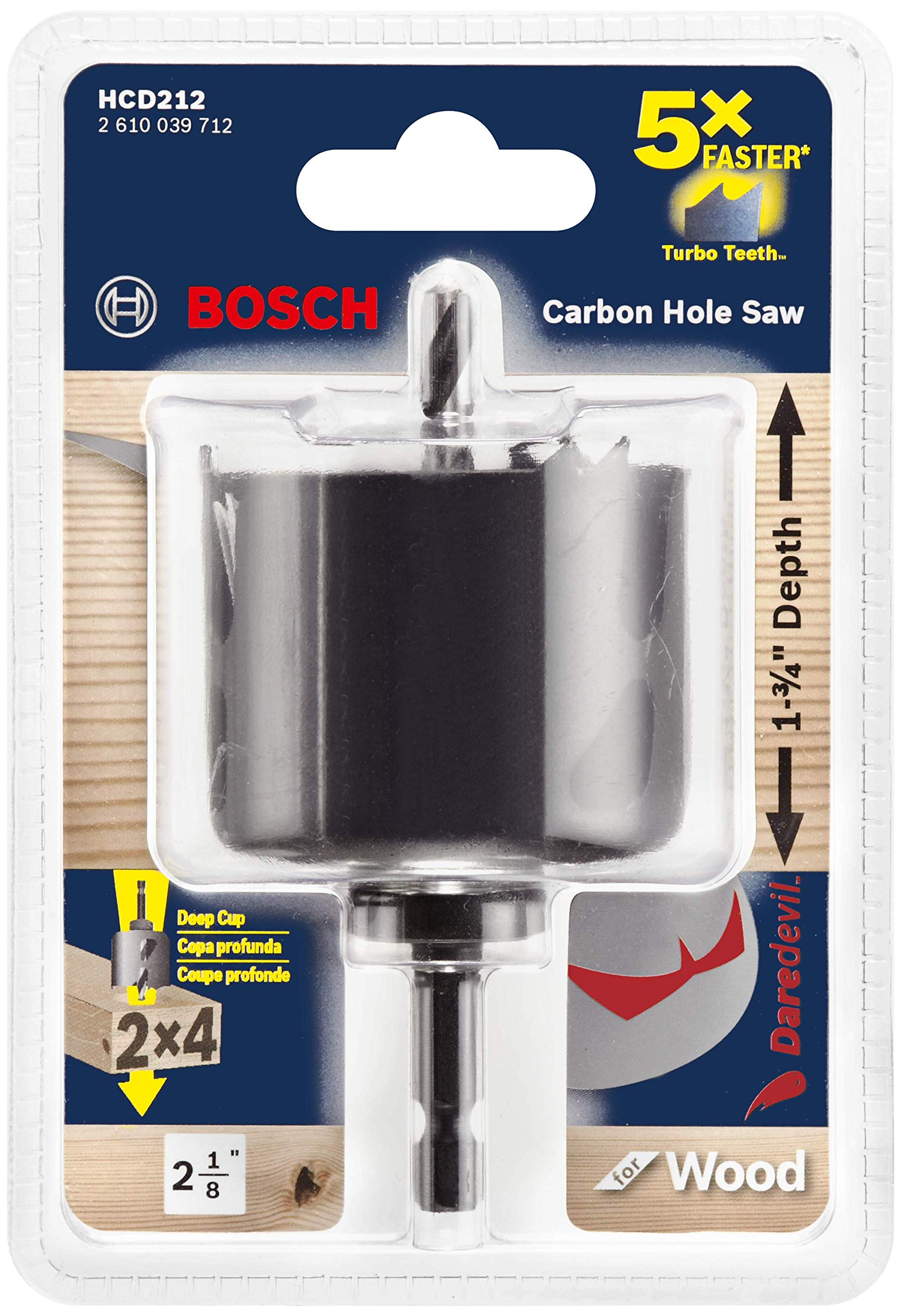 BOSCH HCD212 2-1/8 In. Daredevil Wood Hole Saw with Arbor