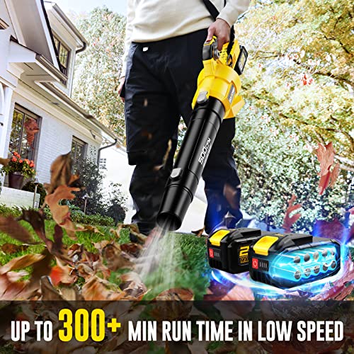 SOMOREI Cordless Leaf Blower - 500 CFM Brushless Electric Blower with 2 Packs 4.0Ah Battery & Charger - Battery Powered - 20V Handheld Lightweight Blower for Lawn | Yard | Garden