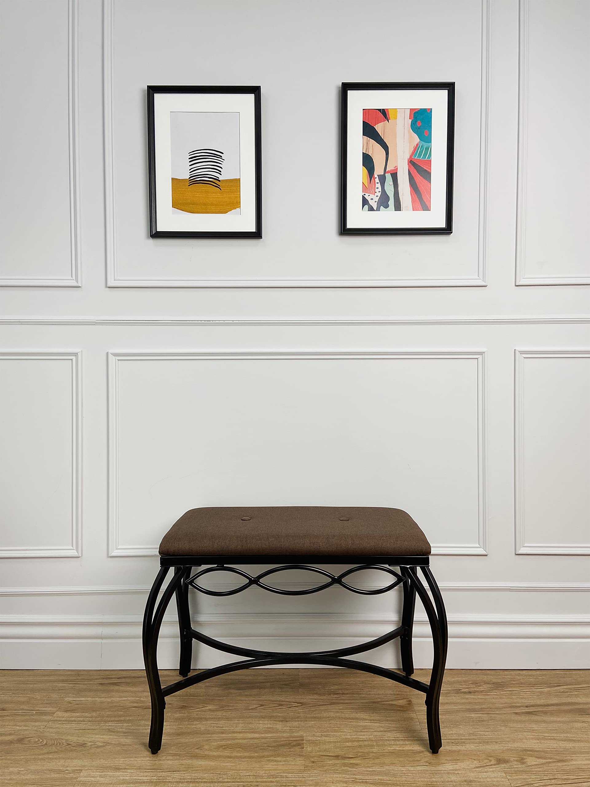 Mango Steam Mocha Brown Shoe Bench - Vanity Seat for Makeup Room, Dressing Stool, Entryway Bench - Powder Coated, Upholstered, Space Saving