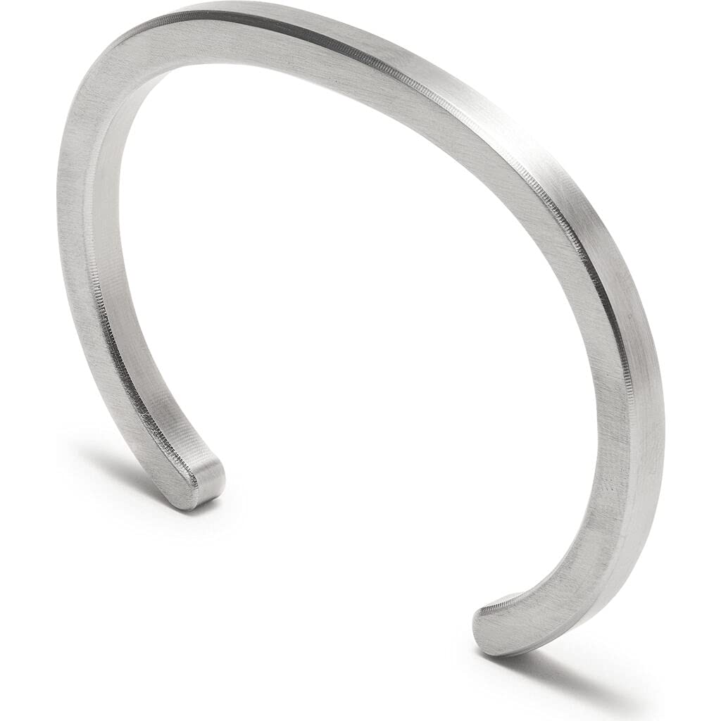 Craighill Radial Cuff - Modern Cuff Bracelet for Men and Women, Minimalist Oval Bangle, Solid Metal Construction, Polished Finish, Precision-Machined - Stainless Steel
