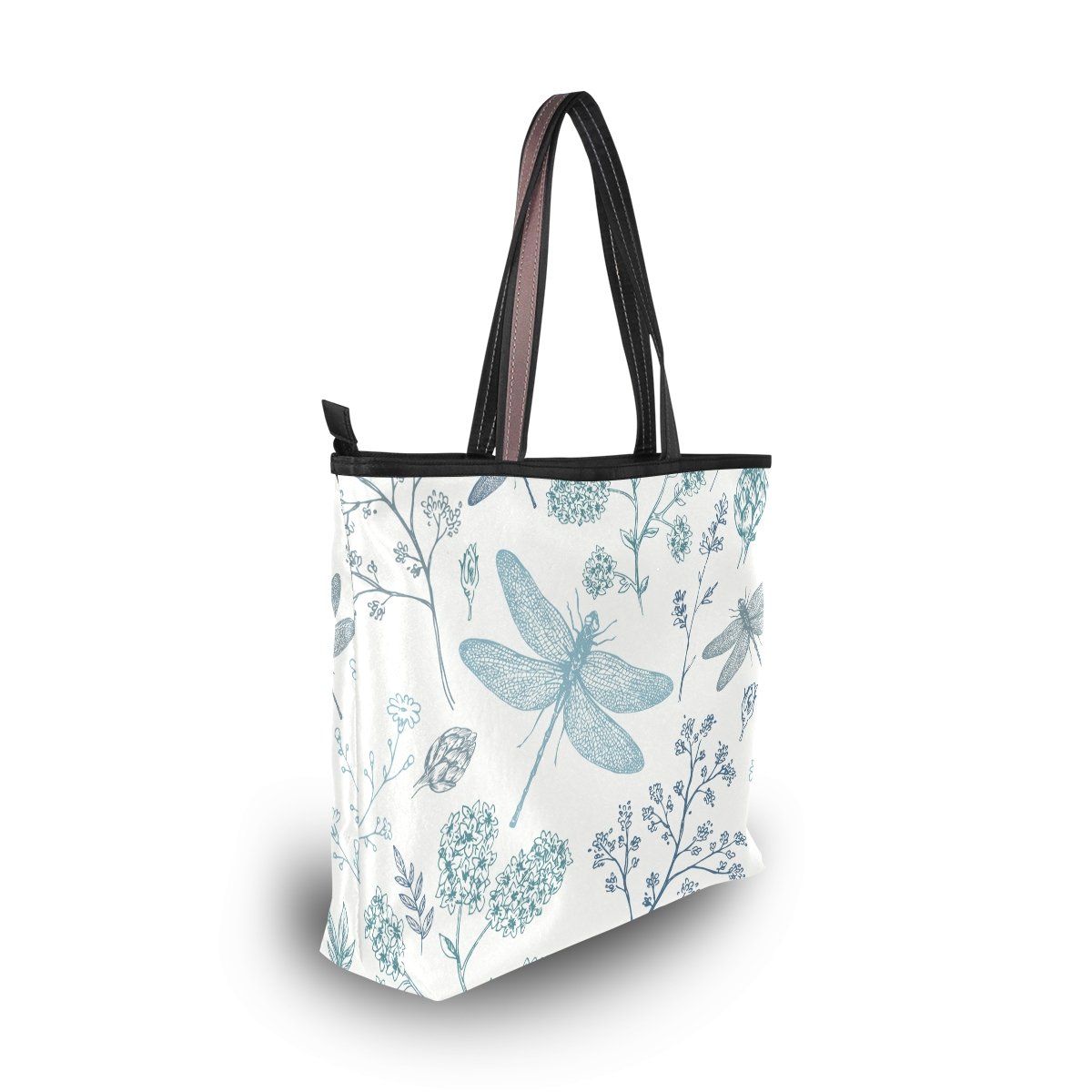 Shoulder Bag Large Beach Travel Tote Bag Blue Dragonfly Printed Handbags