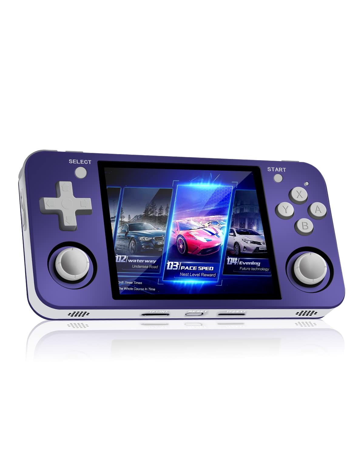 RG351P Handheld Game Console, Retro Game Console Open Linux System 3.5 Inch IPS Screen, Portable Game Console with 64G TF Card and 2500+ Video Game Classic Games 3500mAh Battery (Purple)