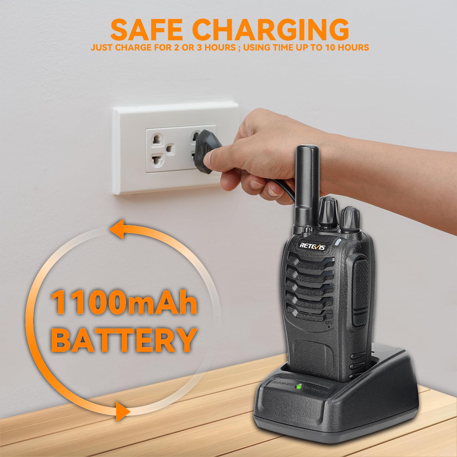 Case of 6,Retevis H-777 Walkie Talkies for Adults Long Range, Rechargeable Two-Way Radios,with 6-Way Multi Unit Charger,Flashlight Handheld Business 2 Way Radios