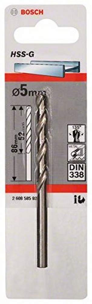 Bosch 2608585922 Metal Drill Bit Hss-G 5mmx52mmx3.39In