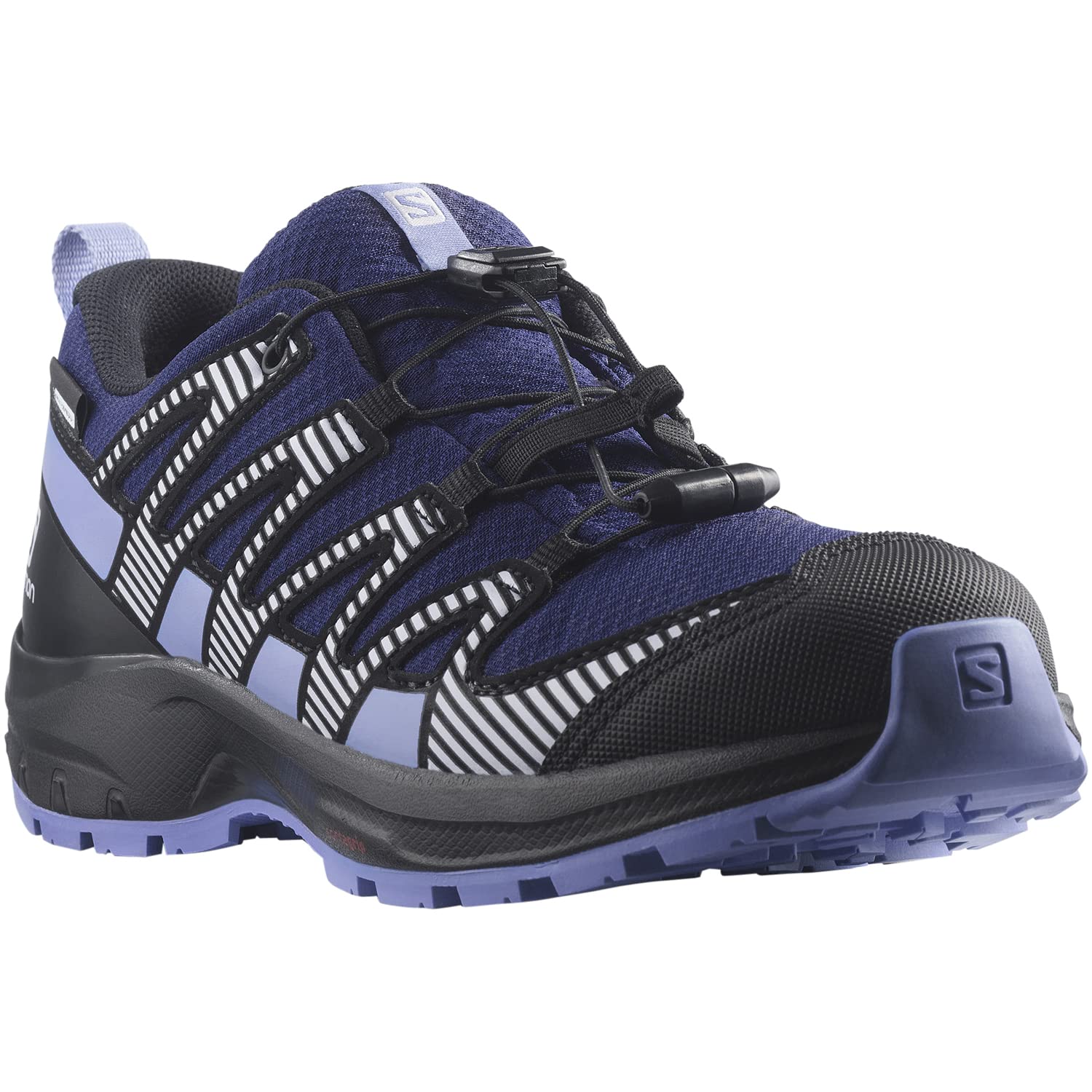 Salomon XA PRO V8 CLIMASALOMON Waterproof Trail Running Shoes, Astral Aura/Black/Purple Heather, 7.5 Big Kid