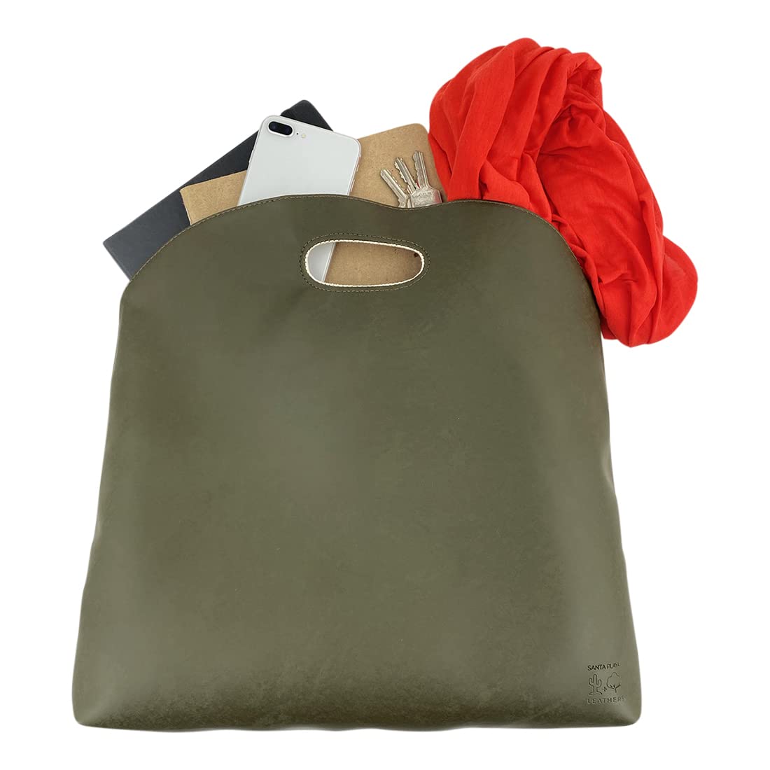 Santa Playa, Minimalist Handbag Handmade from Cactus Leather & Denim - Vegan, Washable, Eco Friendly, Sustainably Sourced - Desert Jade