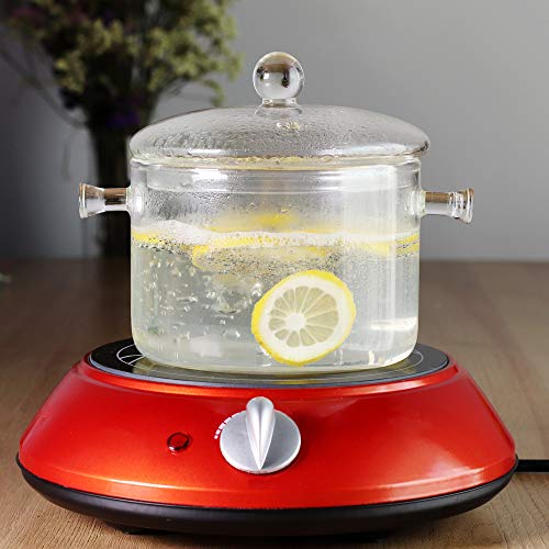 Glass Saucepan with Cover, 1.5L/50 FL OZ Heat-resistant Glass Stovetop Pot and Pan with Lid, The Best Handmade Glass Cookware Set Cooktop Safe for Pasta Noodle, Soup, Milk, Baby Food
