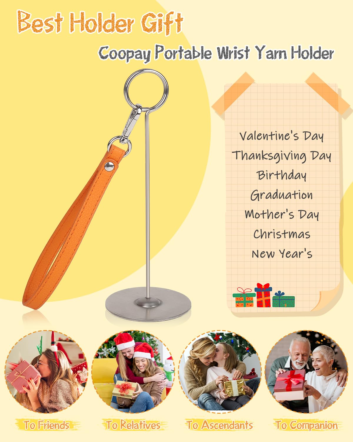 Coopay Wrist Yarn Holder with Wrist Strap, Portable Yarn Ball Holder Yarn Spinner for Crocheting and Knitting, Yarn Storage Holder for On-The-Go Knitting Prevents Yarn Tangles