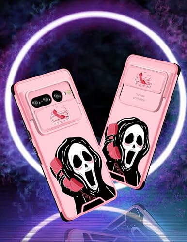 Goocrux for Google Pixel 7 Pro Case Skeleton for Women Girls Cute Skull Phone Cover Gothic Design Aesthetic with Slide Camera Cover Funny Goth Cool Cases for Pixel 7 Pro 5G 6.7 inch