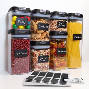 Contenedores de almacenamiento para el hogar y la cocina accesorios de alimentos con tapas herméticas set de 7 piezas para almacenamiento y organización de la despensa (sets 7 piezas)