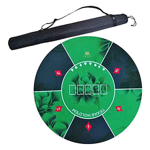 Craps and Roulette Table Felt Poker Tablecloth 1.2m Rubber Poker Tablecloth Blue Table Mat with Flower Pattern Casino Board Game Poker Poker Accessories 1PCS