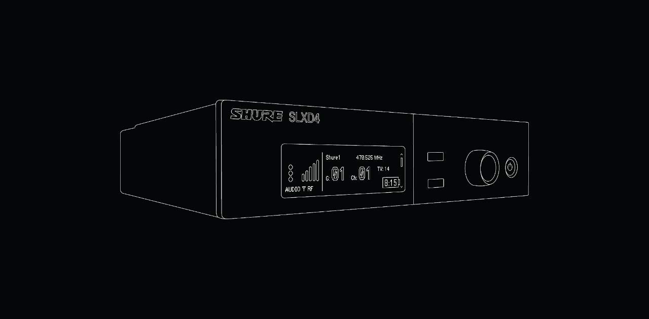 Shure SLXD4 Single Channel Receiver - for use with SLX-D Digital Wireless Microphone Systems, Transmitter Sold Separately | J52 Band (SLXD4=-J52)