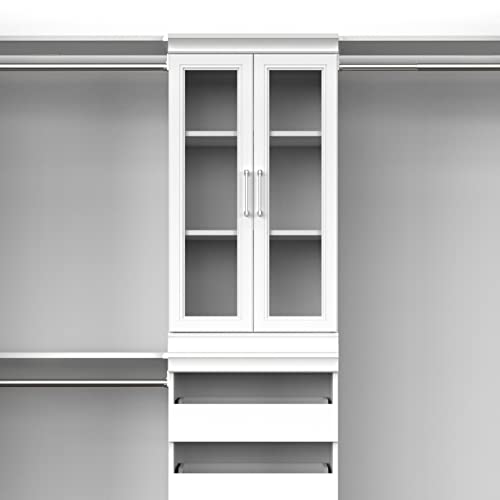 ClosetMaid Modular Storage Pair Set, 2 Glass Pane Doors, Wood Closet Organizer Shaker Style, Add On Accessory for Shelf Units, White, 34.88" H x 21.02" W x 1.81" D