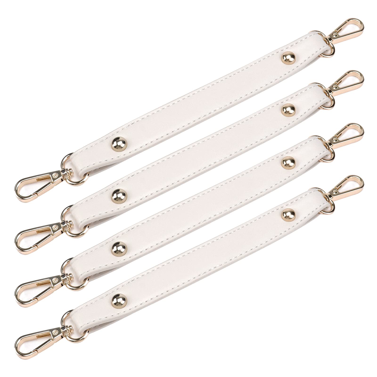 Crapyt L11.02" Bag Chain with PU Leather Strap White Wrap Replacement for Purse/Handbag/Bag Elegant Stylish 4 Pack Replacement with Zinc-Alloy Buckle