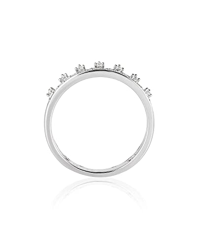 Jewelili Enchanted Disney Fine Jewelry Sterling Silver 1/5 Cttw Majestic Princess Crown Ring, Size 7